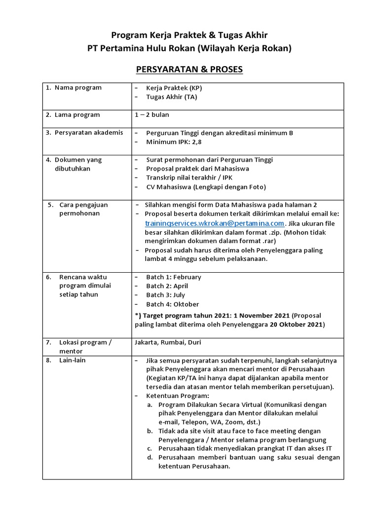 Persyaratan Umum KPTA - Okt2021 | PDF