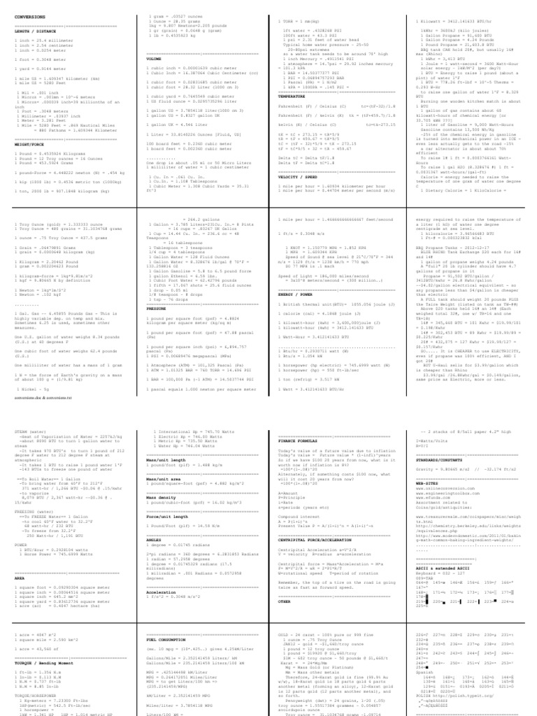 Conversions: Length / Distance | PDF | Fineness | Pascal (Unit)