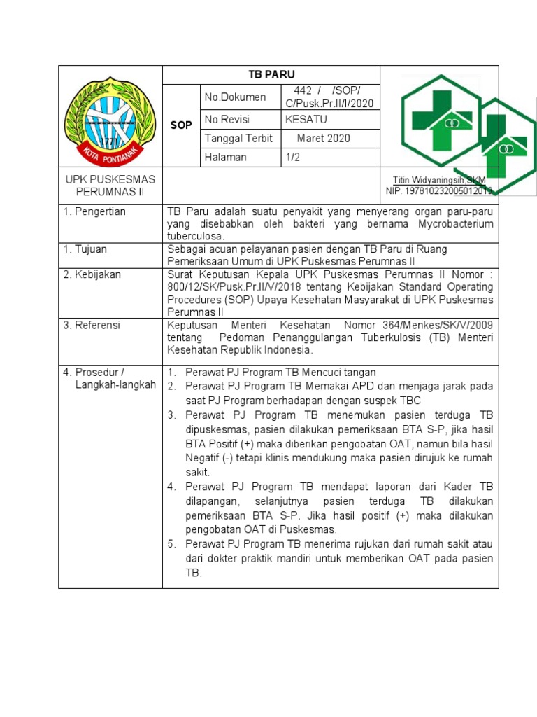 Sop TB Paru | PDF