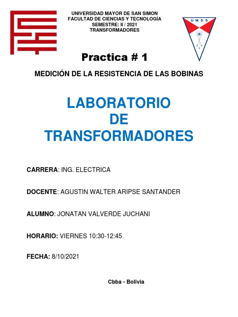 Practica 1 (Transformadores) | PDF | Resistencia Eléctrica y Conductancia | Transformador