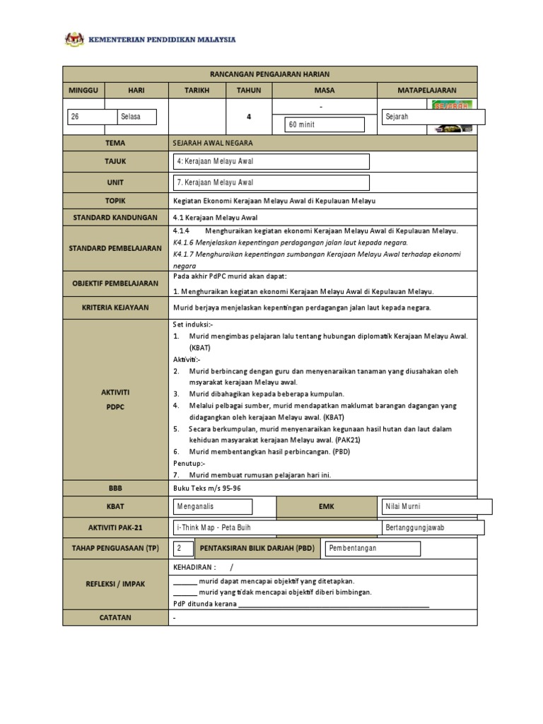 RPH M26 Sejarah T4 | PDF