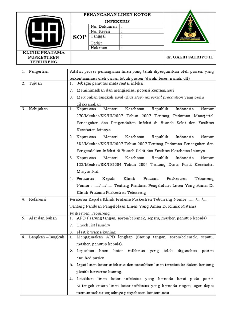 Sop Linen Infeksius | PDF