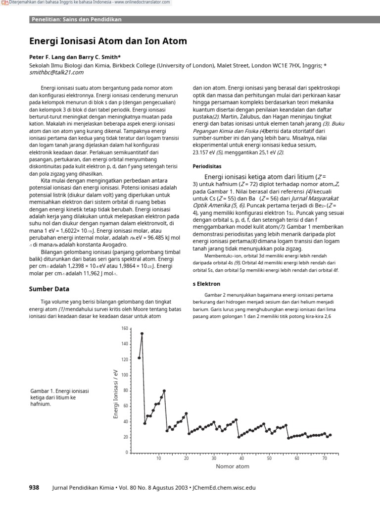 Energi Ionisasi Atom dan Ion | PDF