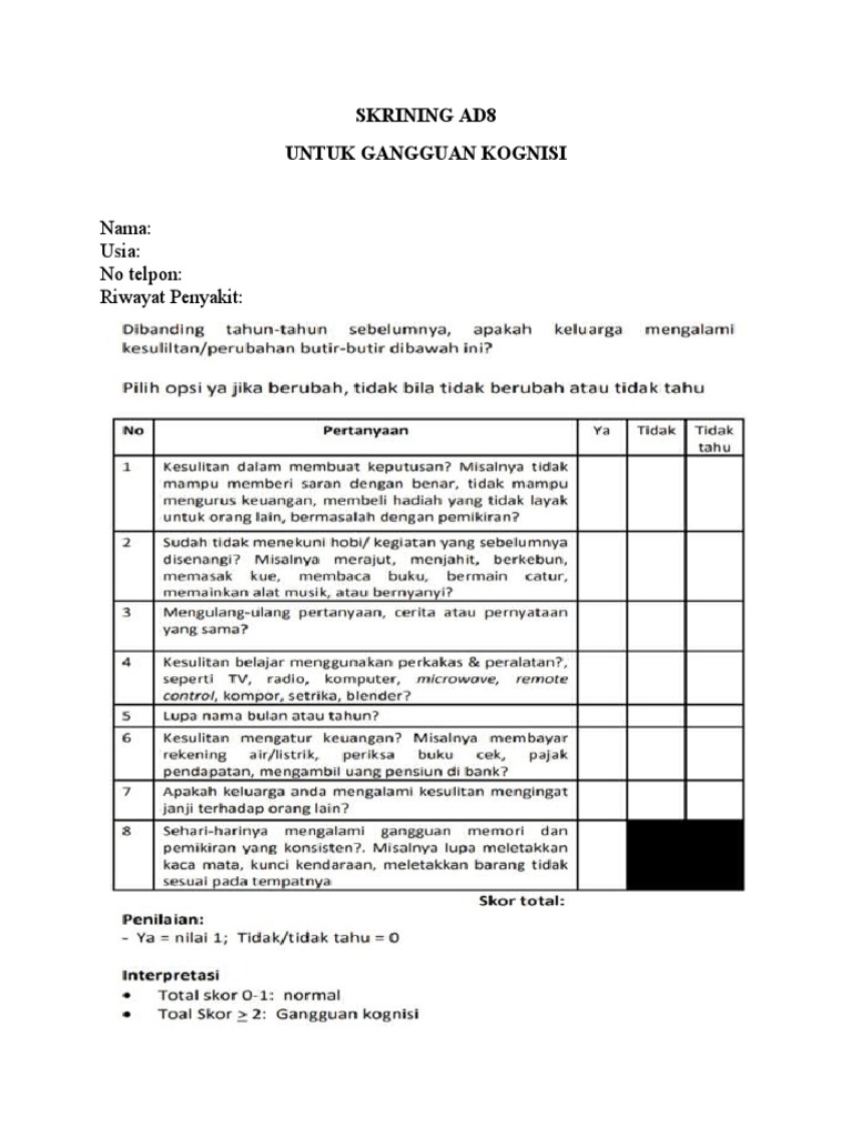 SKRINING AD8 Lansia | PDF