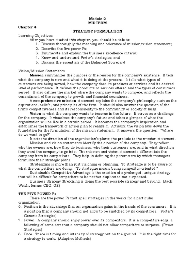 Midterm Strategy Formulation | PDF | Strategic Management | Marketing