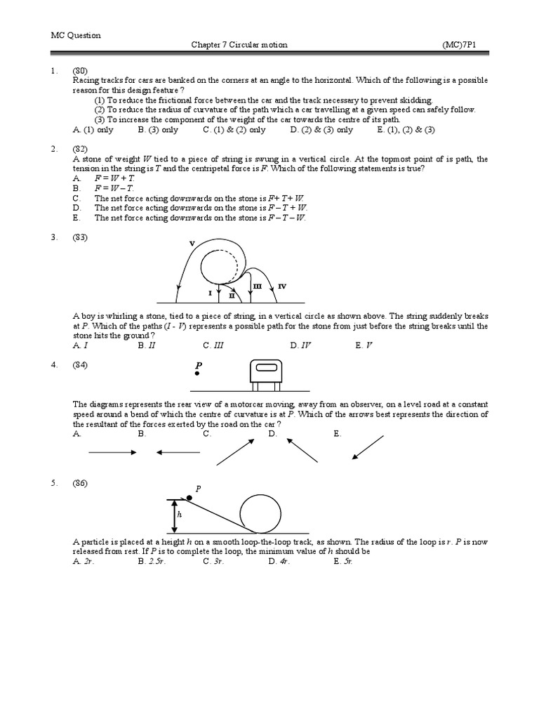 Circular Motion MCQs | PDF | Space | Mechanics