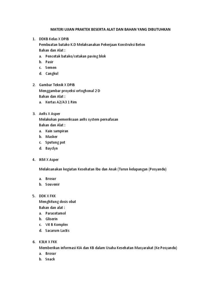 Materi Ujian Praktek Uts Ganjil 2021 | PDF