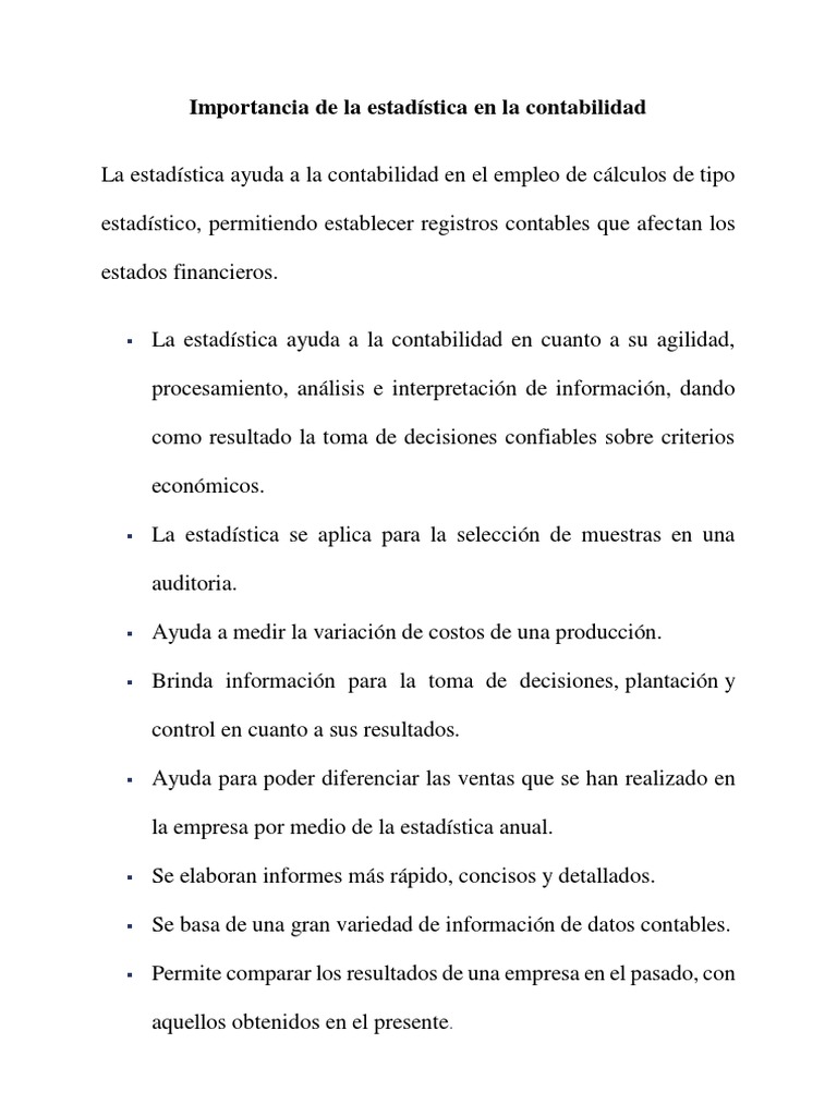 Importancia de La Estadística en La Contabilidad | PDF
