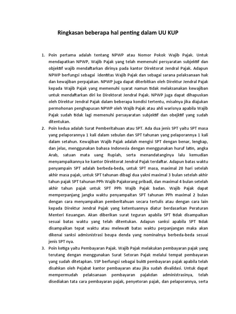 Ringkasan Uu Kup 1 - A1c019205 - Rian Samudra Aldy | PDF