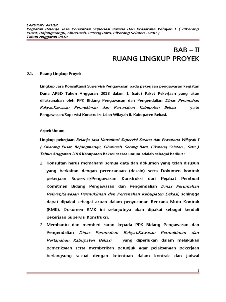 Bab II - Laporan Akhir - Ruang Lingkup Proyek | PDF