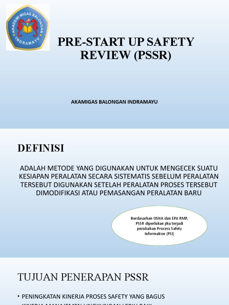 Pre-Start Up Safety Review (PSSR) : Akamigas Balongan Indramayu | PDF | Risk | Safety