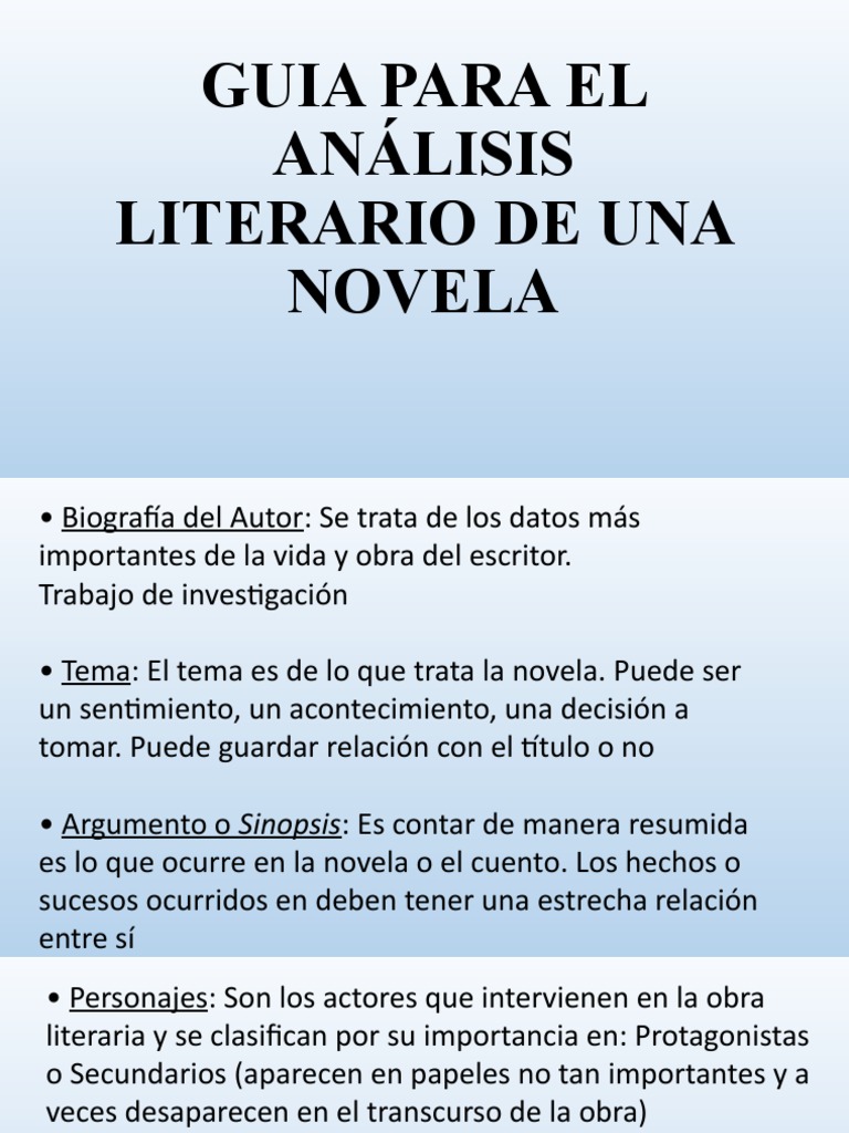 Guia para El Análisis Literario de Una Novela | PDF