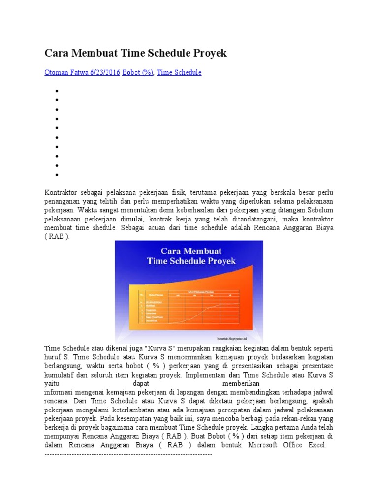Cara Membuat Time Schedule Proyek | PDF | Komputer