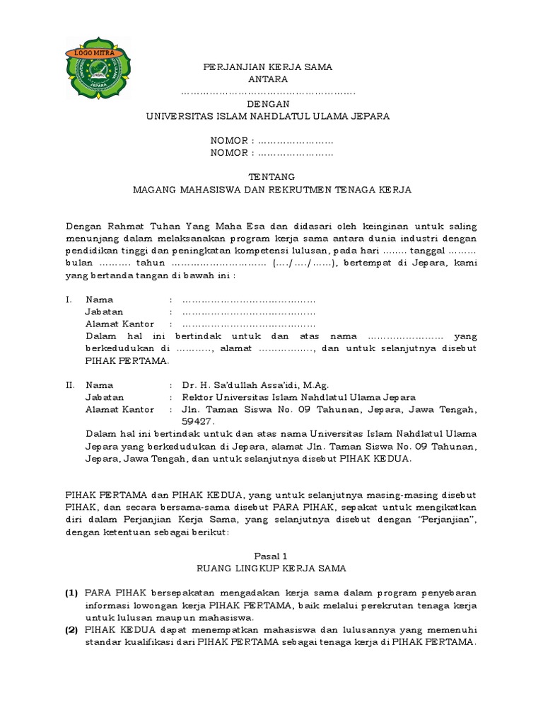 Contoh MoA Tentang Rekrutmen Tenaga Kerja | PDF