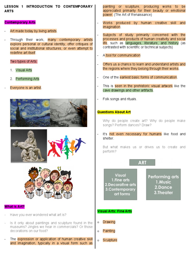 Lesson 1 Introduction To Contemporary Arts | PDF | Aesthetics | The Arts