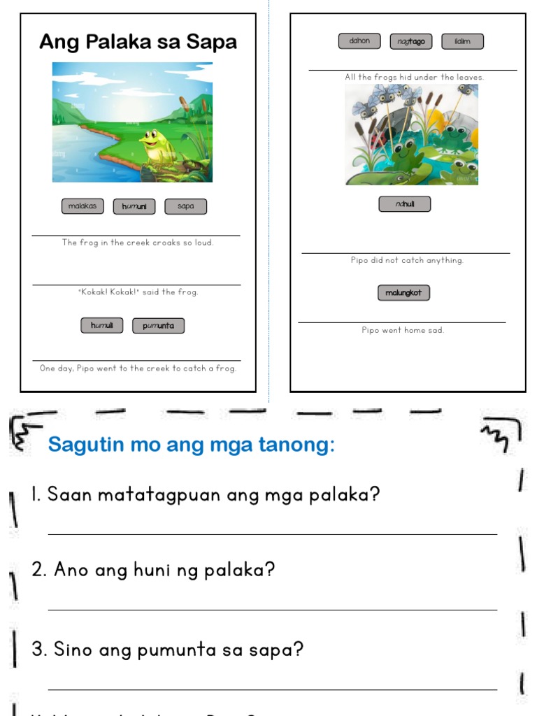 Filipino Reading Materials With Comprehension Questions (English To ...