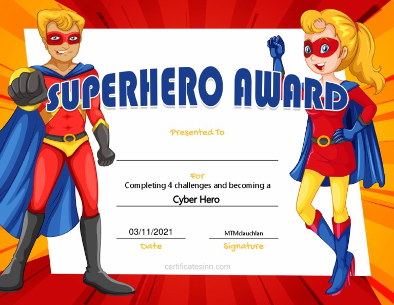Superhero-Award-Certificate-4 Matts | PDF