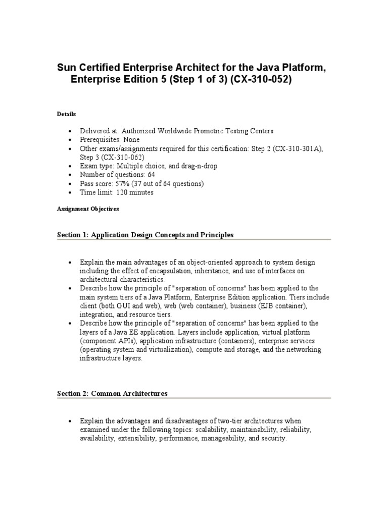 Sun Certified Enterprise Architect For The Java Platform, Enterprise ...