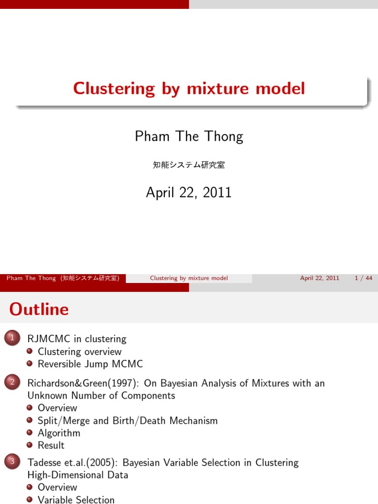Clustering by Mixture Model: - ...... Pham The Thong | PDF | Cluster Analysis | Bayesian Inference
