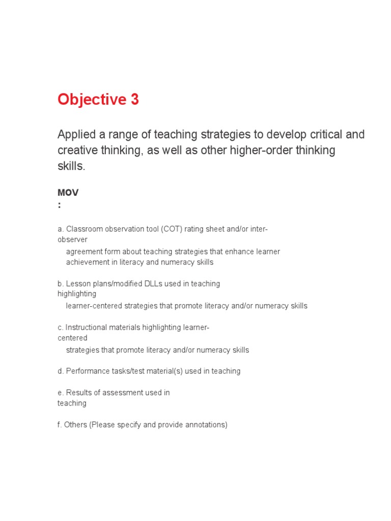 Objective 3 Kra 1 | PDF