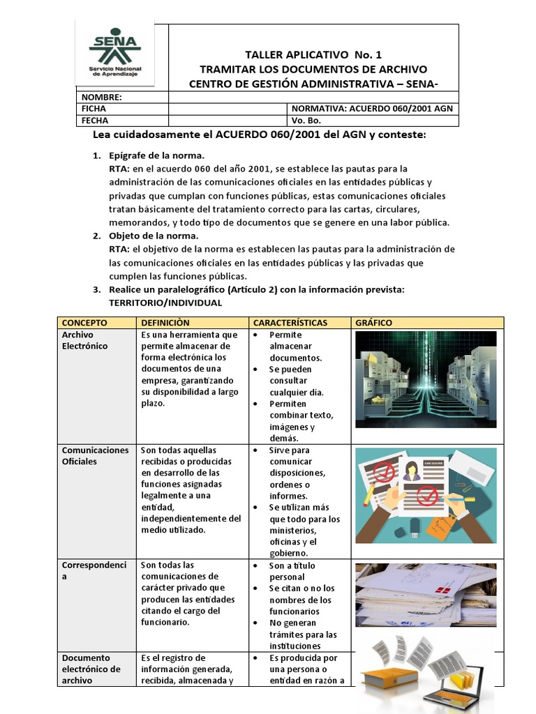 TALLER APLICATIVO No. 1 TRAMITAR 2017 | PDF | Documento