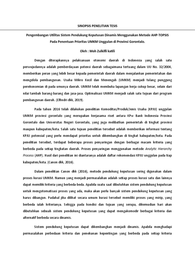 Sinopsis Penelitian Tesis | PDF | Karier & Perkembangan | Komputer