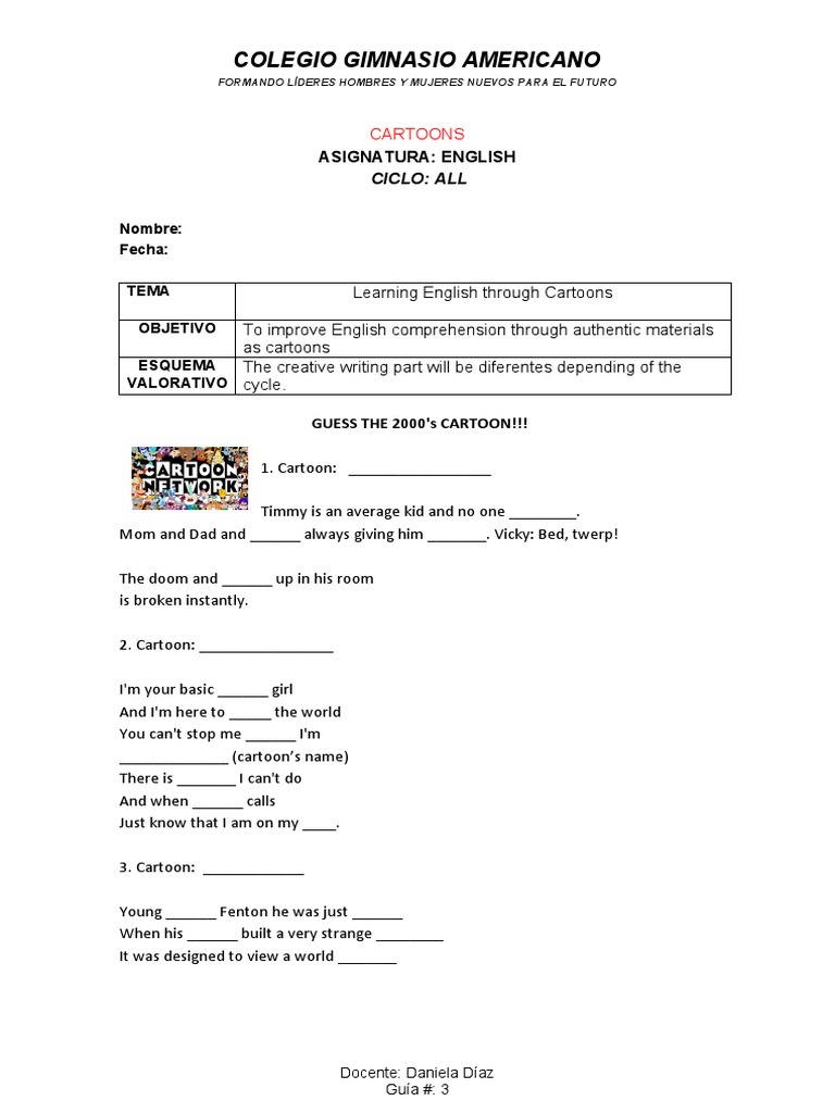 Learning English with Cartoons Guide | PDF