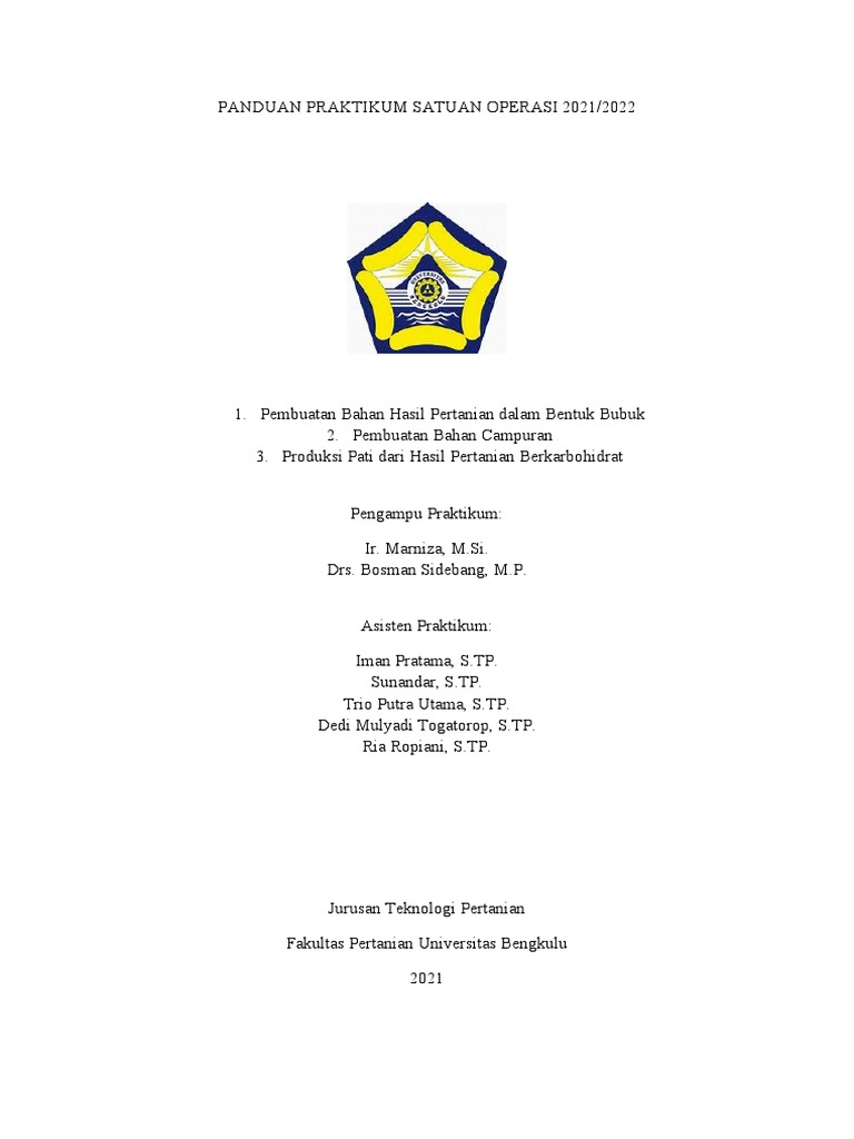 Panduan Praktikum Satuan Operasi 2021 | PDF