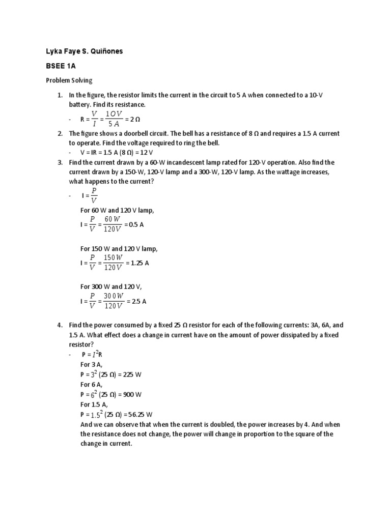 Problem Solving Ohms Law | PDF