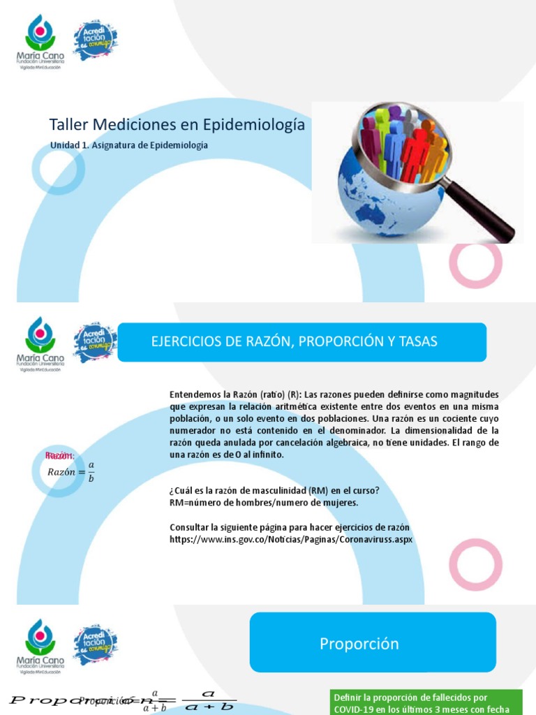 Taller Razon, Proporción, Tasas | PDF | Hora | Epidemiología