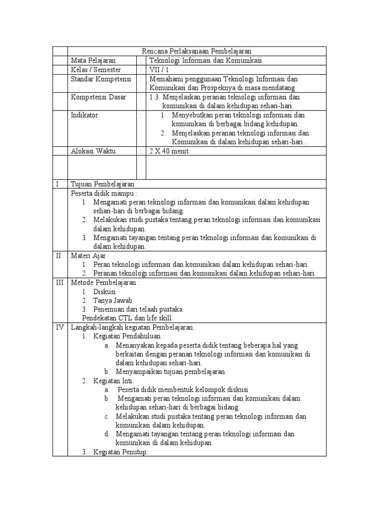 RPP Tik Kls 7.1.3 | PDF