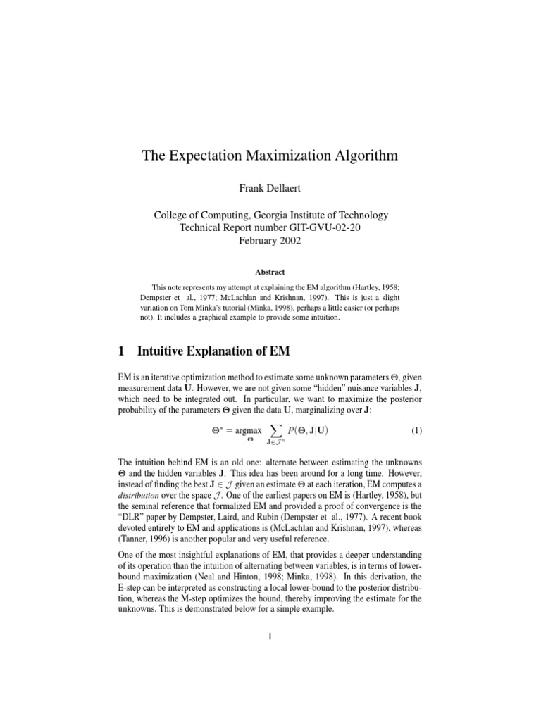 The Expectation Maximization Algorithm Pdf Logarithm Mathematical Optimization