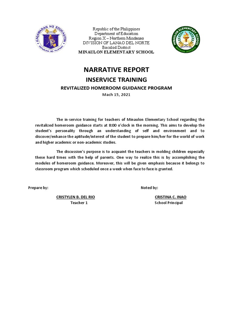 Narrative Report: Inservice Training | PDF