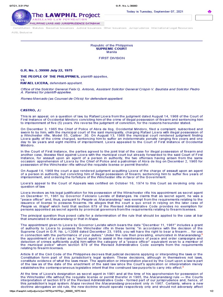 9-People Vs Licera 65 SCRA 270, G.R. No. L-39990 | PDF | Precedent ...