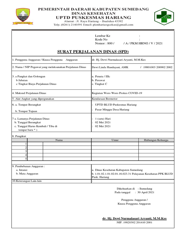 SPD SURAT TUGAS Woro Woro | PDF