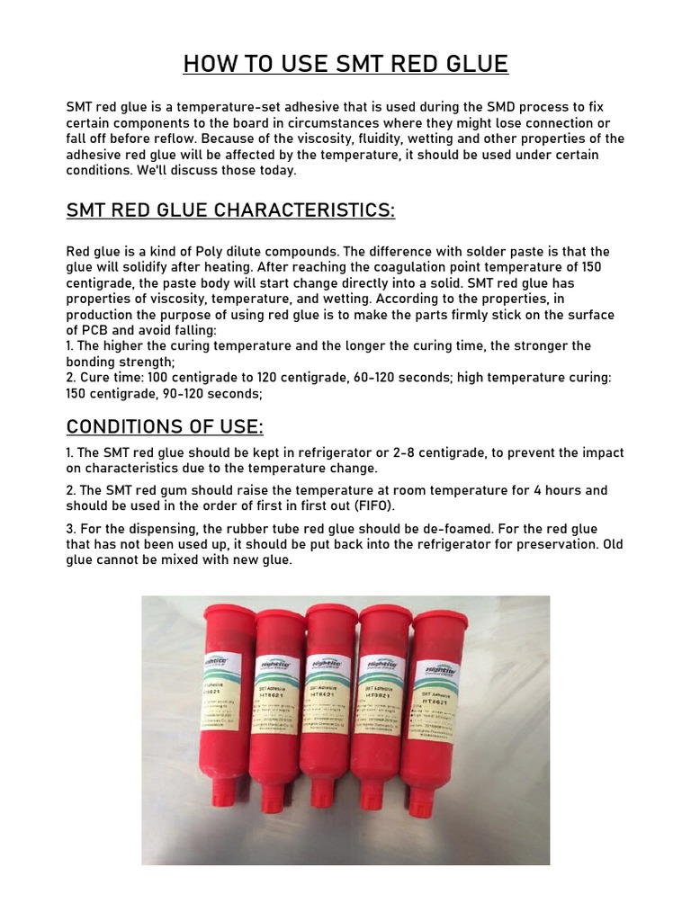 How To Use SMT Red Glue | PDF | Adhesive | Printed Circuit Board