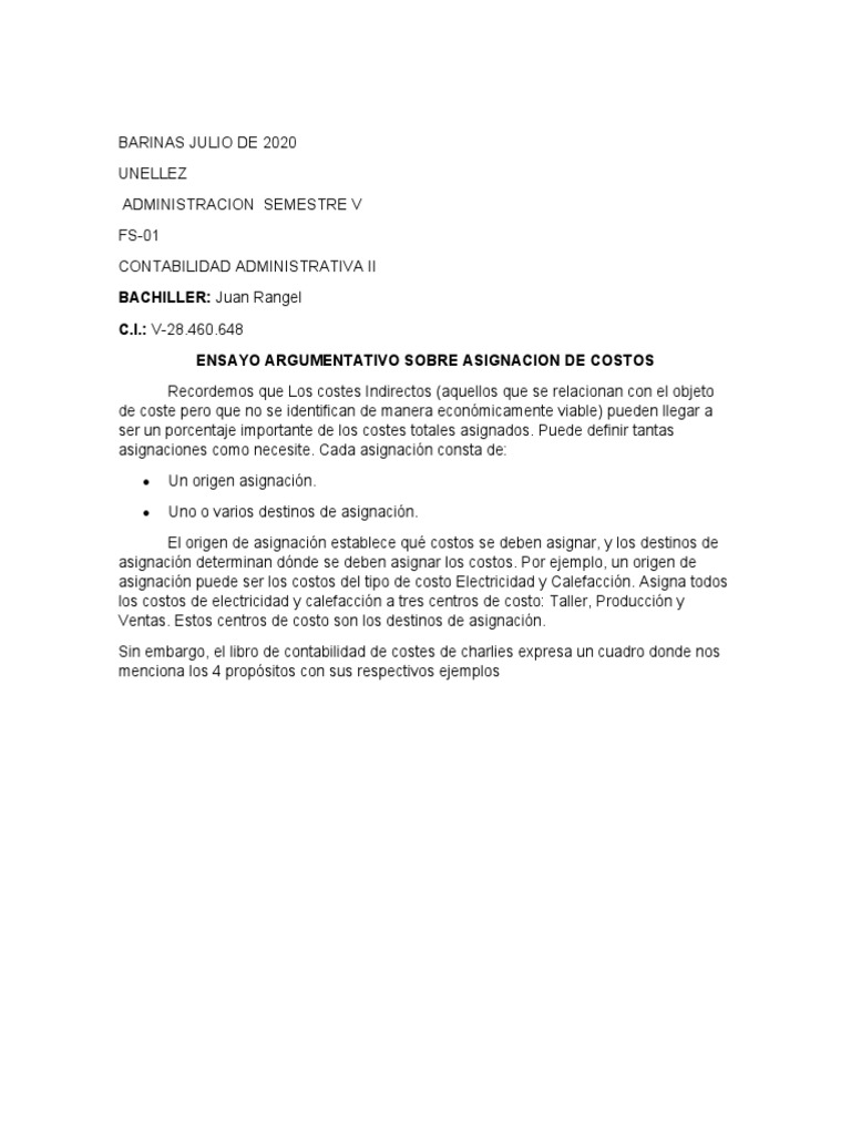 Act 1 Modulo IV Contabilidad | PDF | Costo | Contabilidad