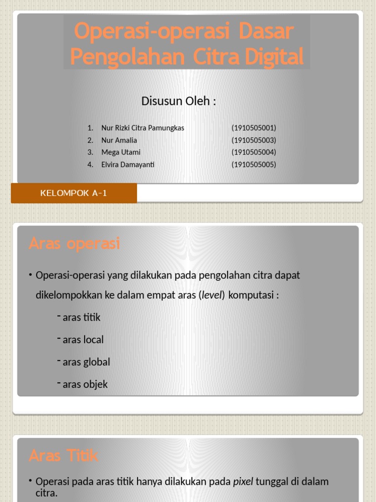 Operasi Dasar Pengolahan Citra Digital | PDF