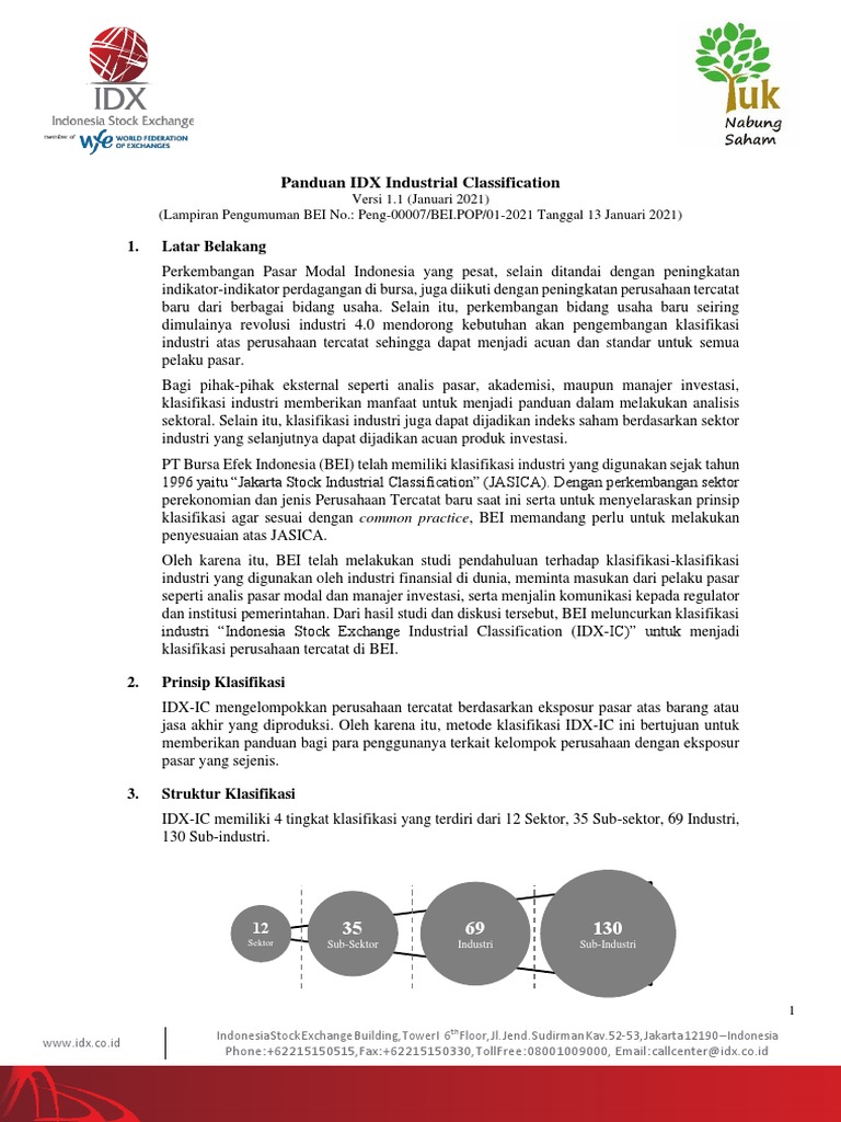 Panduan IDX Industrial Classification v1.1 | PDF