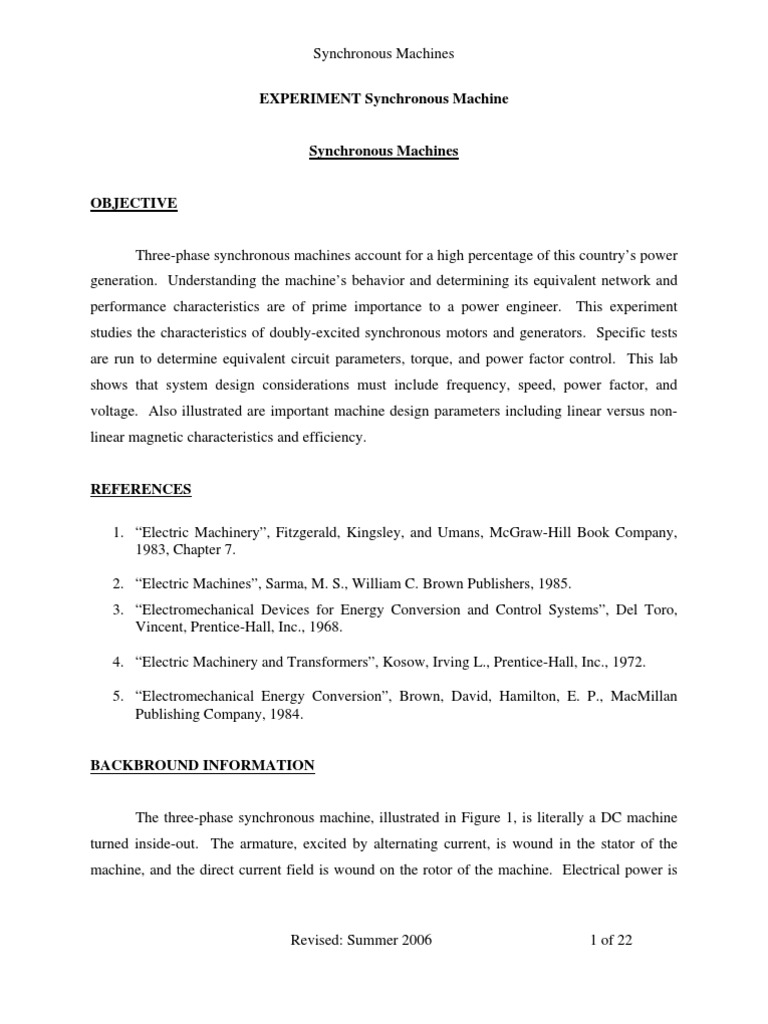Synchronous Machines Tests | PDF | Science & Mathematics