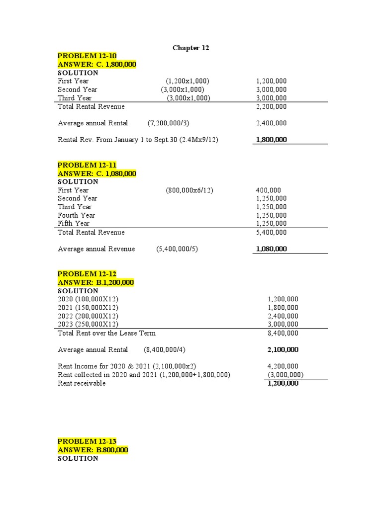 Chapter 12 PART 1 | PDF | Renting | Income