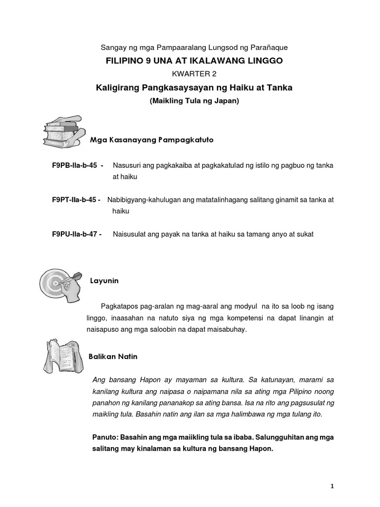 Filipino Grade9 Module Quarter2 Weeks1-2 | PDF