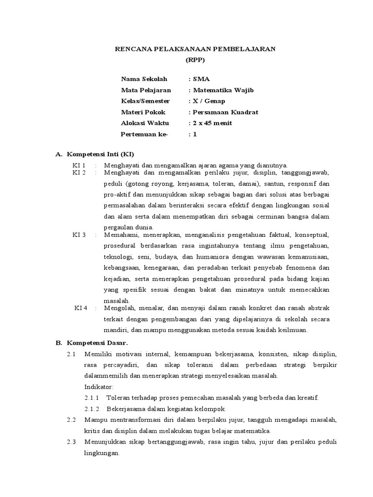 RPP Pembelajaran Discovery Matematika | PDF | Metode & Bahan Ajar