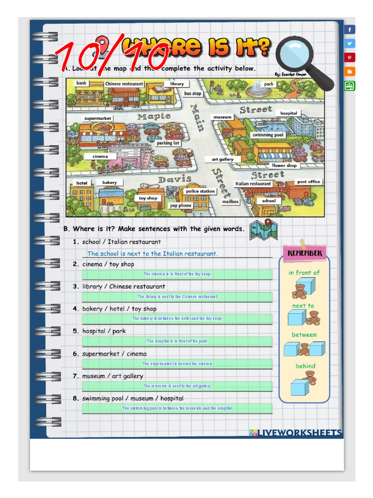 Places in The City - Prepositions of Place II Worksheet | PDF