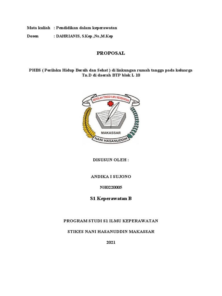 Proposal PHBS Di Lingkungan Rumah Tangga | PDF | Pengembangan Diri