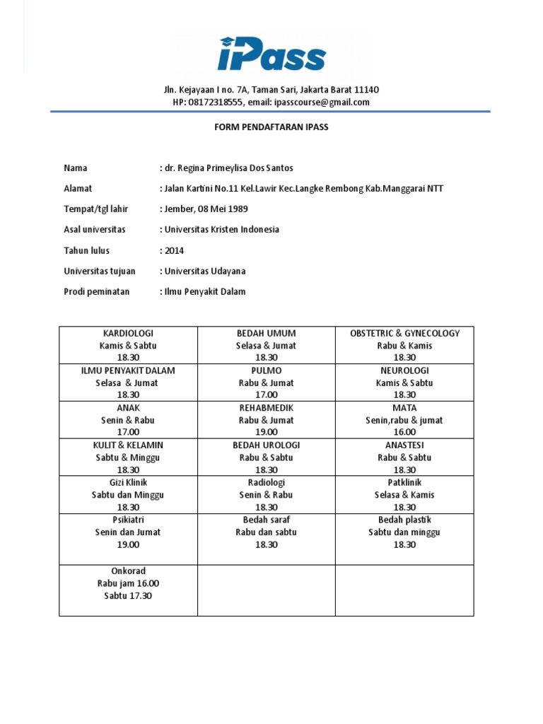 Formulir Ipass 2021 | PDF