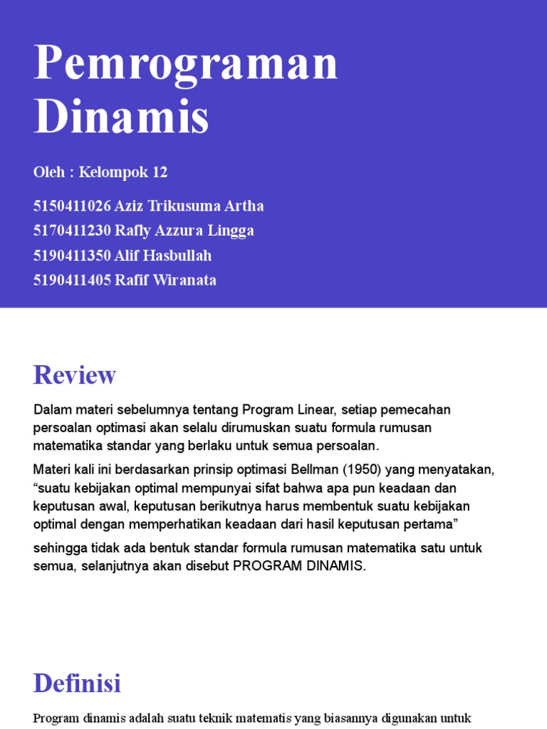 Pemrograman Dinamis Kel 12 | PDF