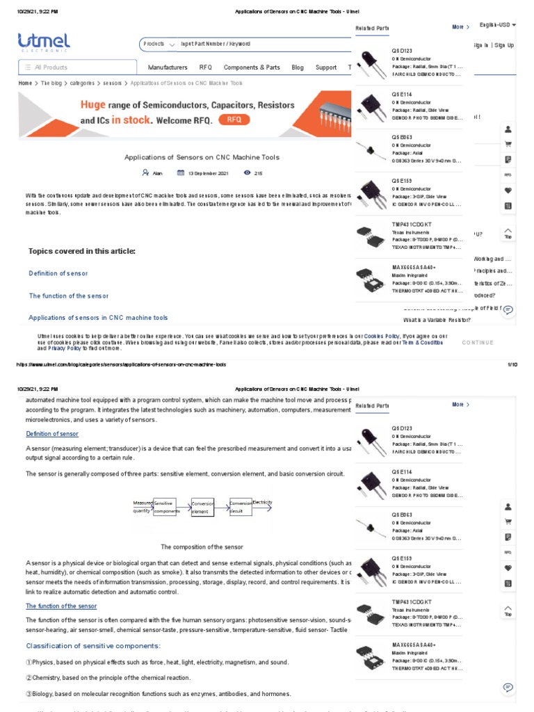 Applications of Sensors On CNC Machine Tools - Utmel | PDF | Sensor ...