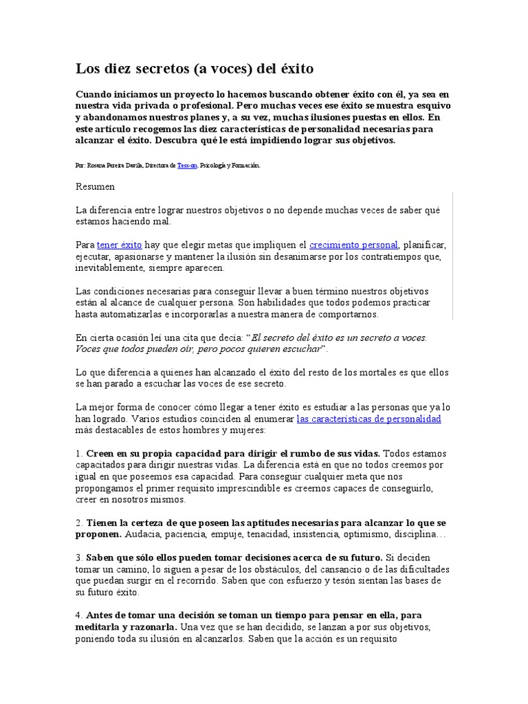 10 Claves de Exito | PDF | Desarrollo personal