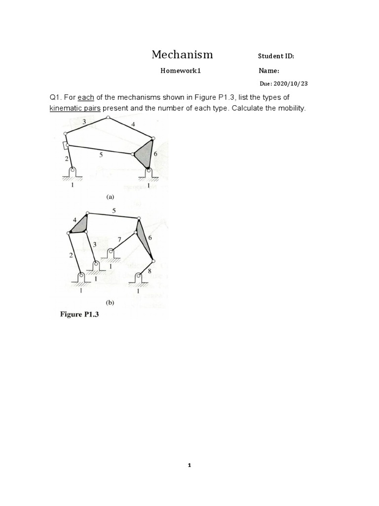 Mechanism: Student ID: Homework1 Name | PDF